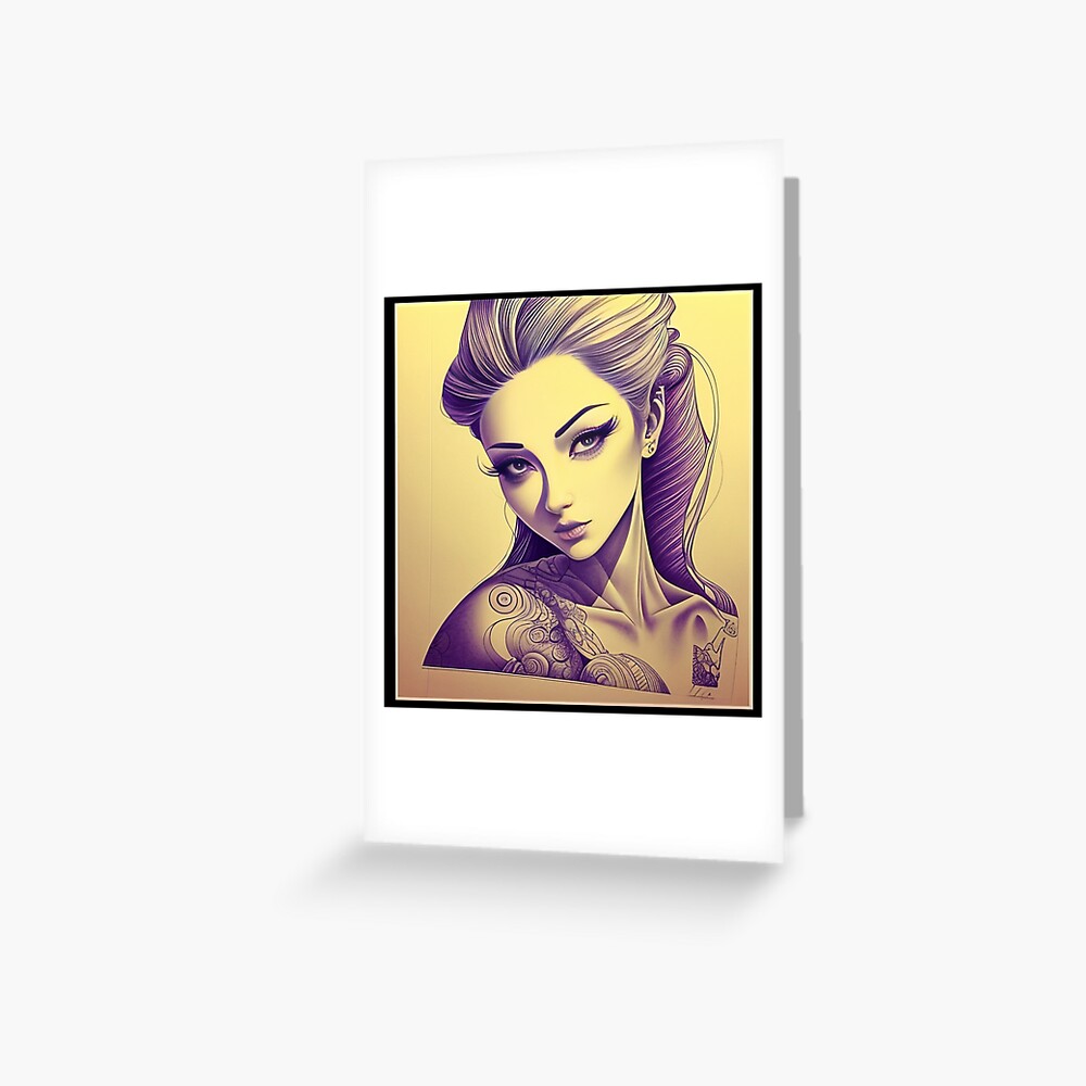 Purple Ink Irezumi Woman Anime Ukiyo E Traditional Japanese Art
