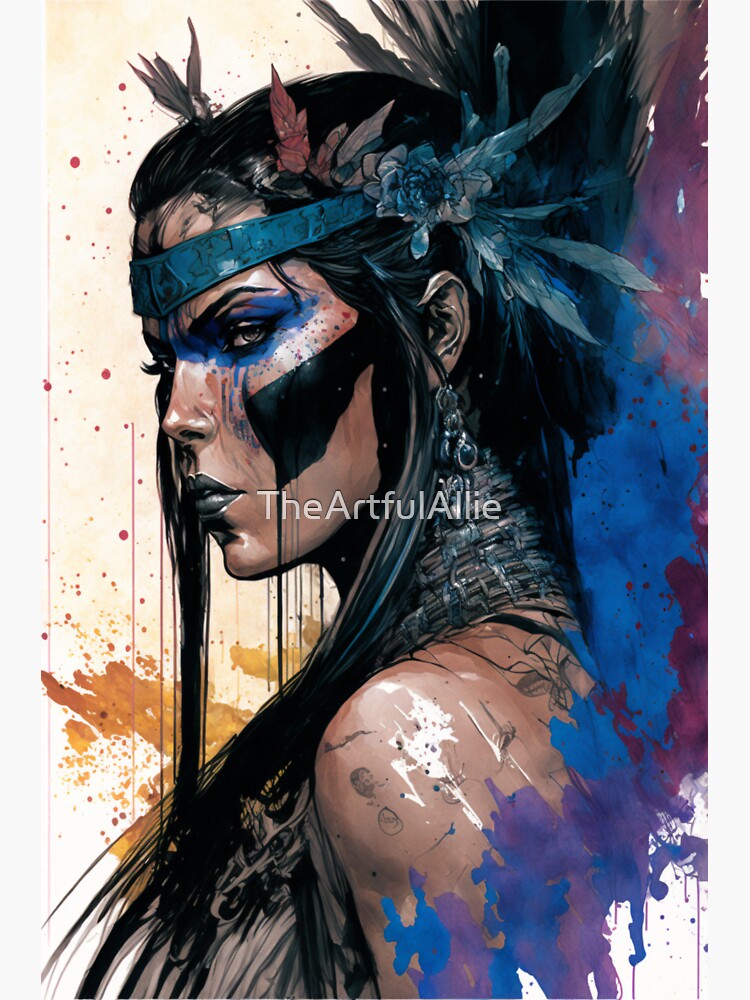 "Fierce Native American Priestess Illustration" Sticker for Sale by ...