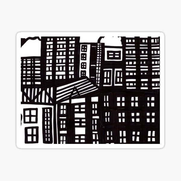 "Black And White City Scape" Sticker for Sale by JPArtShop1 | Redbubble