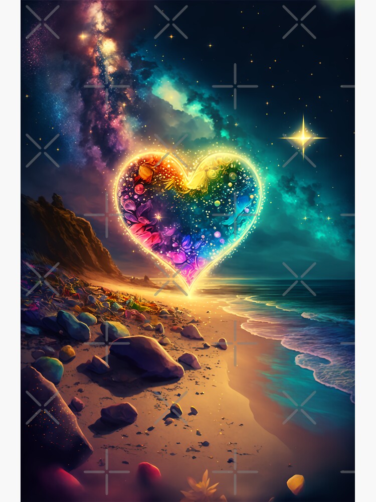 "Rainbow heart in the night sky" Sticker for Sale by AnimalVillains ...