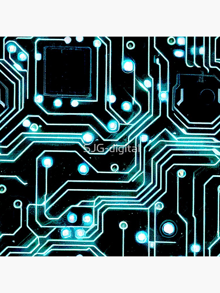 "Cyberpunk neon blue futuristic circuitboard wires pattern " Sticker ...