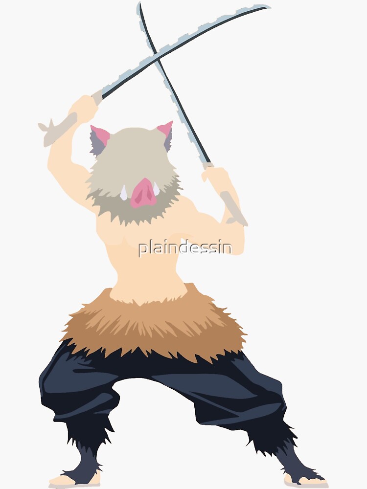 "Inosuke Hashibira Minimalist Design" Sticker for Sale by plaindessin ...