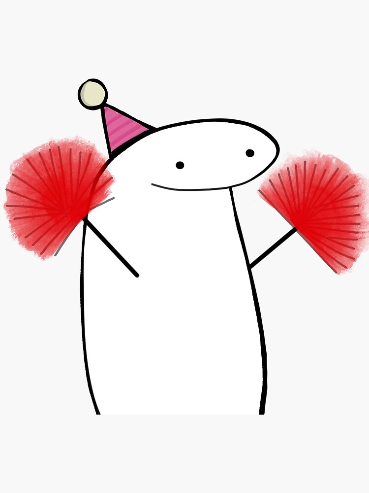 "Red pompom celebrating flork" Sticker for Sale by LaborArte | Redbubble