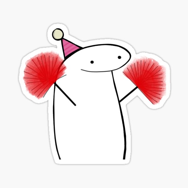 "Red pompom celebrating flork" Sticker for Sale by LaborArte | Redbubble