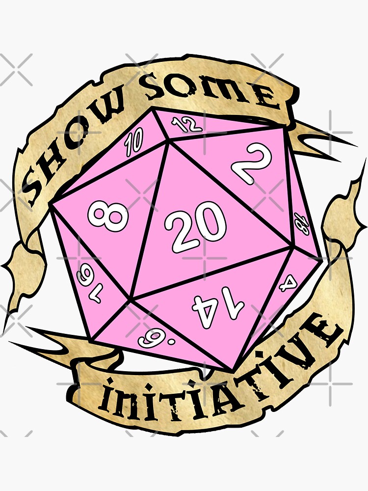 "Show Some Initiative - Pink d20" Sticker for Sale by ReadyComicsRoll ...