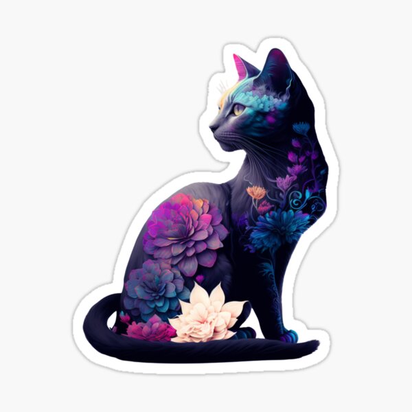 "Cat in Lotus Tattoo, Cute Lotus Flower Tattoo" Sticker for Sale by ...