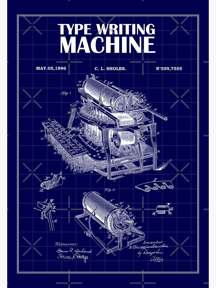 "type writing machine 1896 vintage patent-Vintage Office Supplies ...