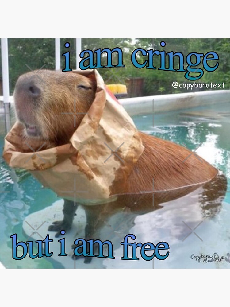 "Cringe But Free Capybara Meme" Sticker for Sale by capybaratext ...