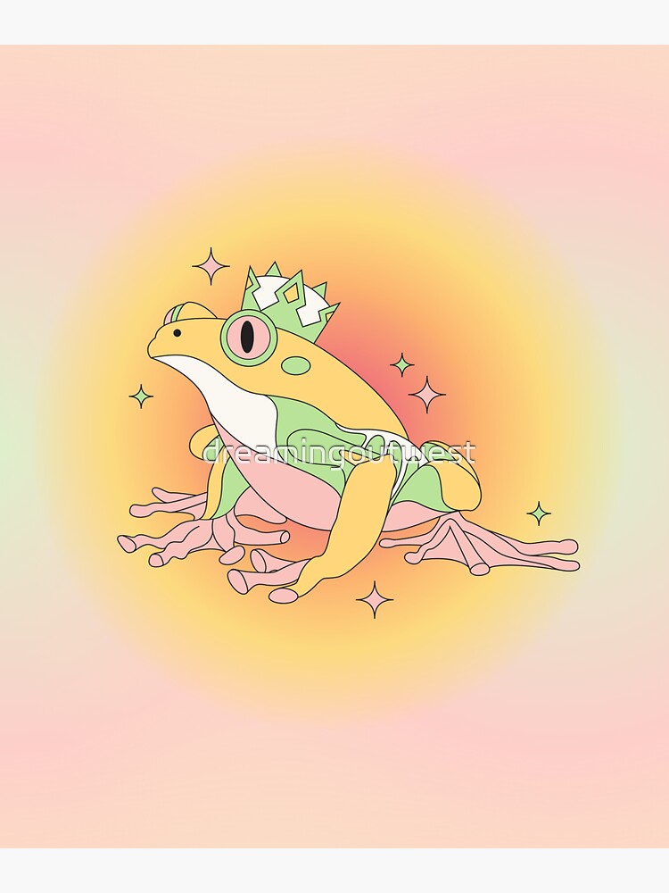 "Pastel Frog Queen Aura " Sticker for Sale by dreamingoutwest | Redbubble