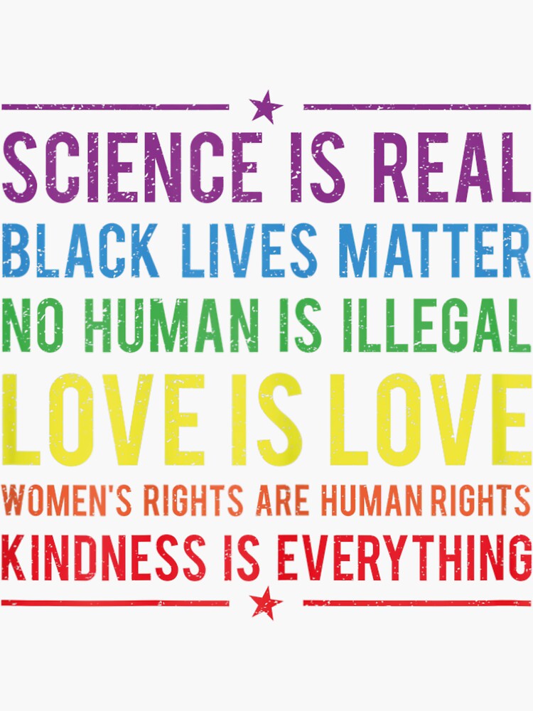 "Science Is Real Black Lives Matter Love Is Love LGBTQ Ally" Sticker ...