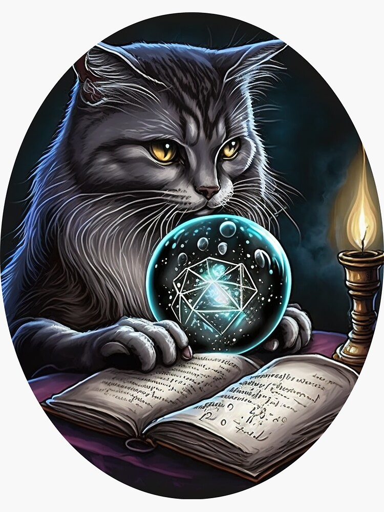 "Spell Orb Mage Cat" Sticker for Sale by 9LivesCats | Redbubble