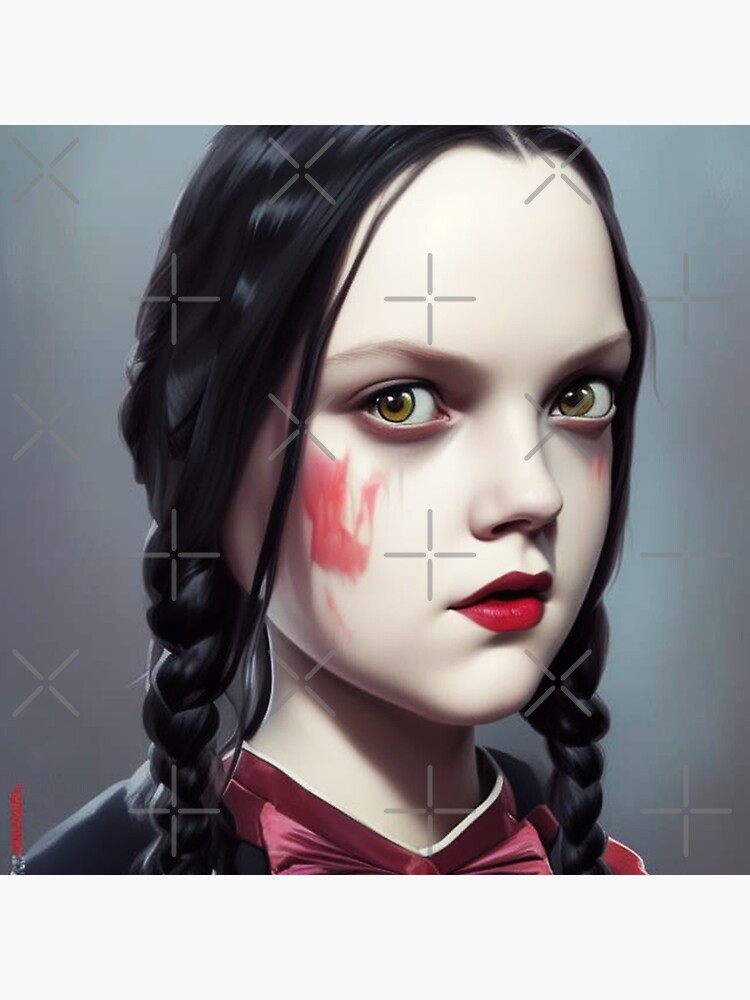 "Wednesday Addams AI Generated Painting Digital Art" Sticker for Sale ...