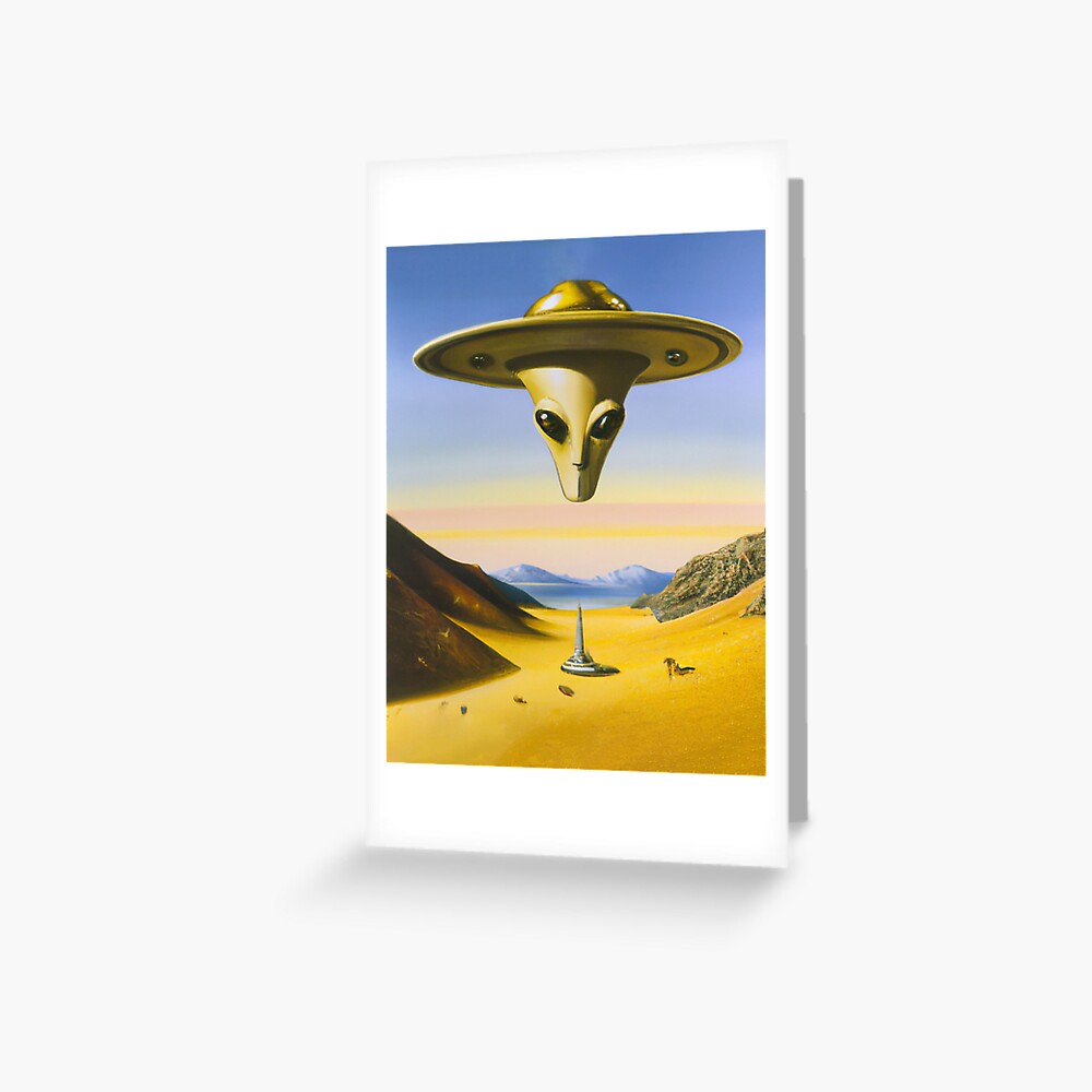 "Salvador Dalí inspired UFO alien" Greeting Card for Sale by molewart ...
