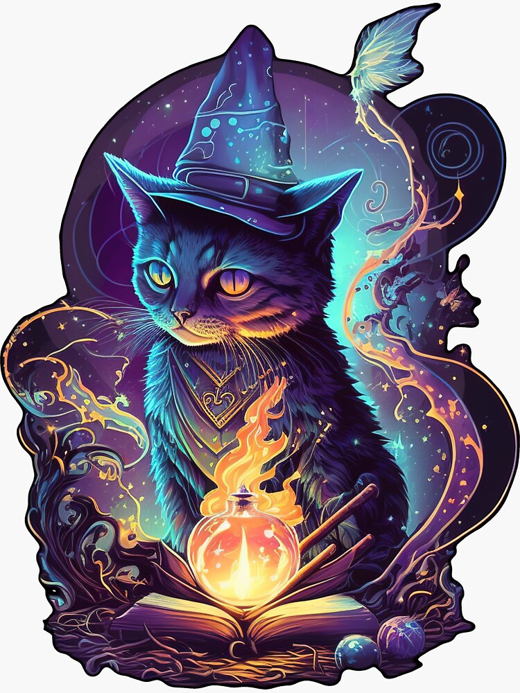 "Arcane-Flame Cat" Sticker for Sale by 9LivesCats | Redbubble