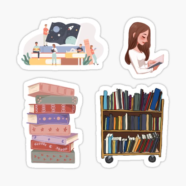 "Literary art pack / Publishing, Books, Library shelf books, Girl ...