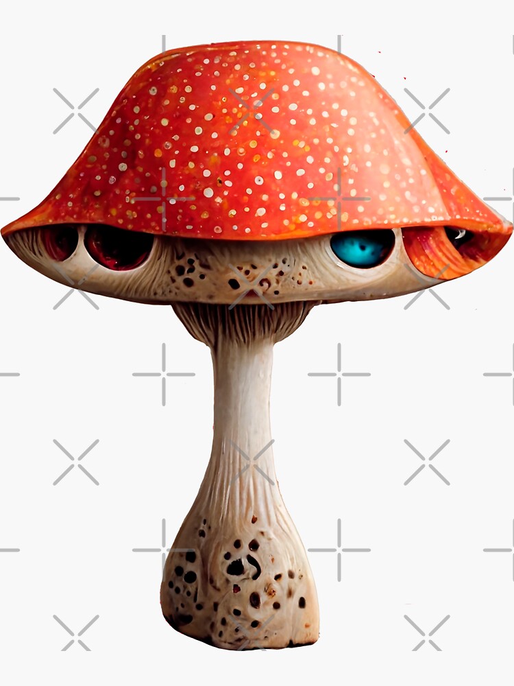 "Fun and colorful mushroom with gems. Drawing of hallucinating ...