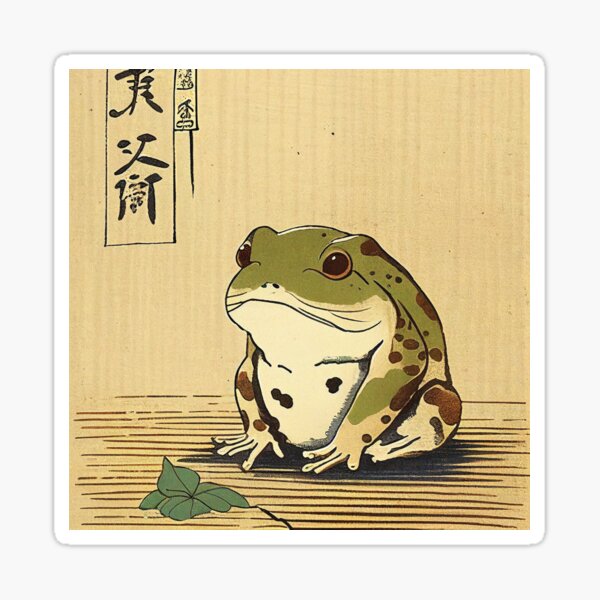 "Sad Frog Japanese Wall Art" Sticker for Sale by EmeraldeaArt | Redbubble