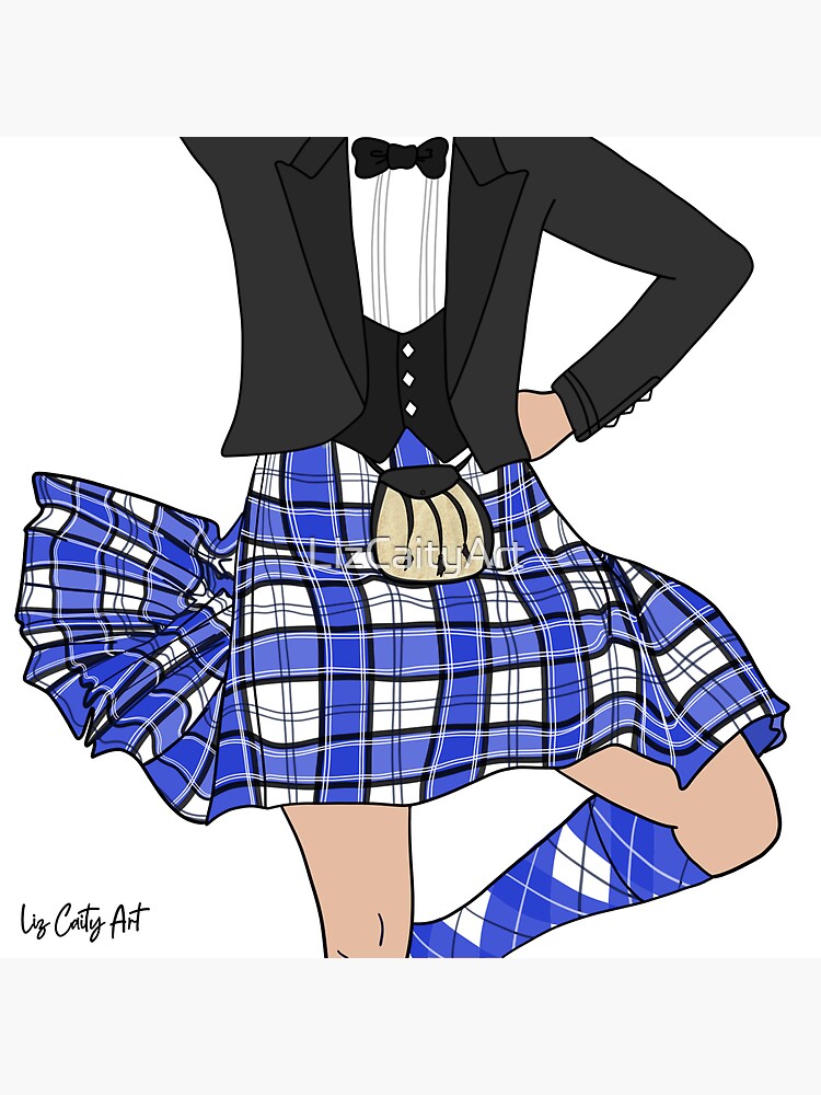 "Male Highland Dancer, Blue Kilt" Sticker for Sale by LizCaityArt ...
