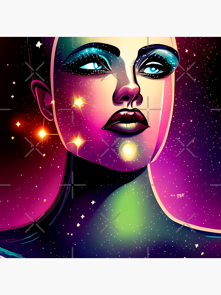 "Space goddess" Sticker for Sale by BigBrainArtwork | Redbubble
