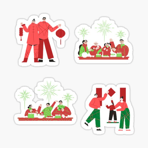 "Chinese New Year 6 art pack" Sticker for Sale by CinderPress | Redbubble