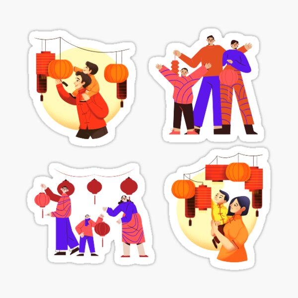 "Chinese New Year 4 art pack" Sticker for Sale by CinderPress | Redbubble