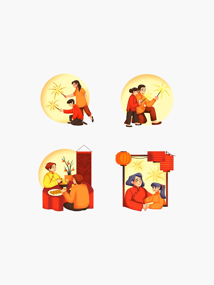 "Chinese New Year 1 art pack" Sticker for Sale by CinderPress | Redbubble