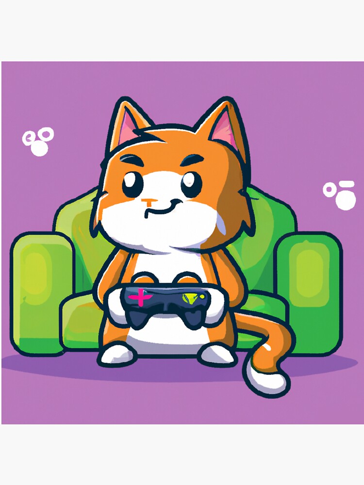 "Controller cat-AI generated art" Sticker for Sale by Frostp | Redbubble
