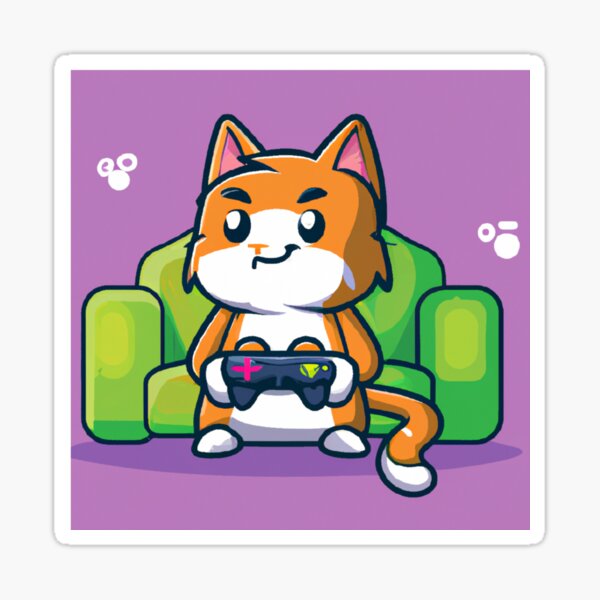 "Controller cat-AI generated art" Sticker for Sale by Frostp | Redbubble