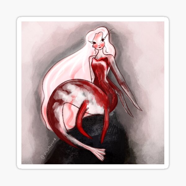 "Red Shrimp Mermaid" Sticker for Sale by violetspond | Redbubble