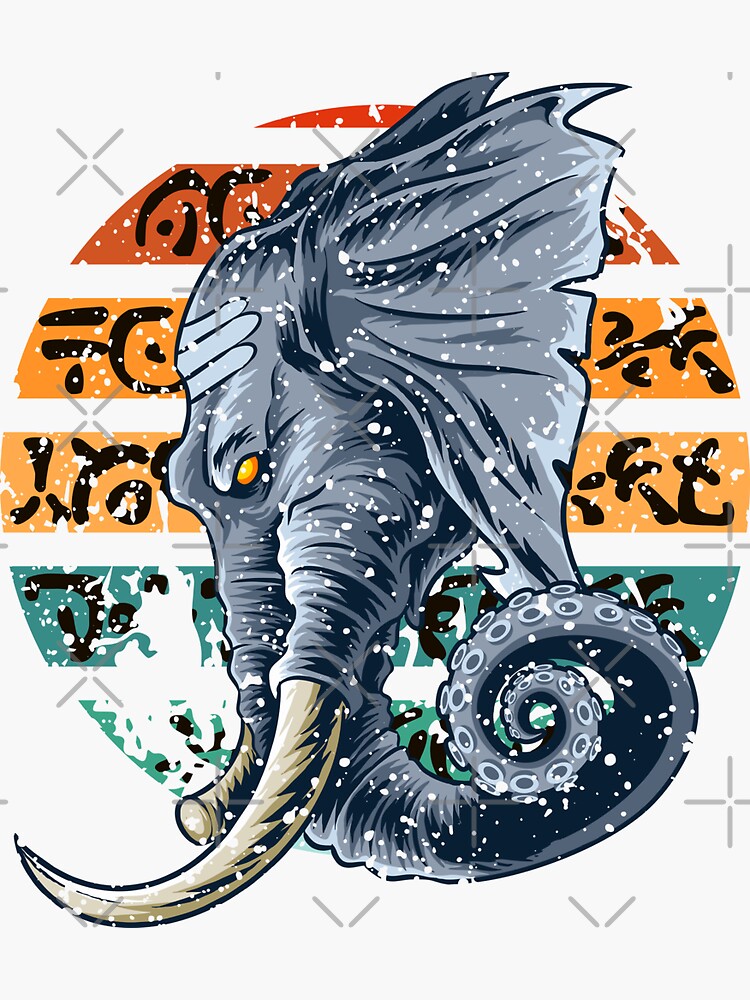 "Elephantopus Elephant Tentacle Trunk Lovecraft Creature" Sticker for ...