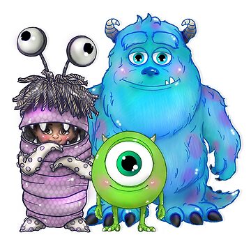 "monsters, inc. Sully, Mike and Boo" Sticker for Sale by Lordprincey ...