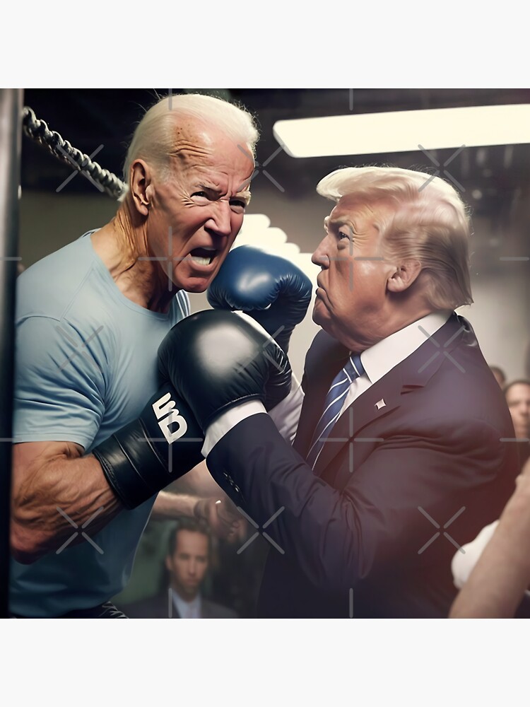 "Funny meme Joe biden boxing with donald trump" Sticker for Sale by ...
