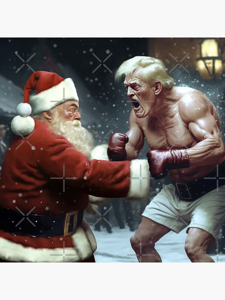 "Donald trump boxing with santa clauss funny meme" Greeting Card for ...