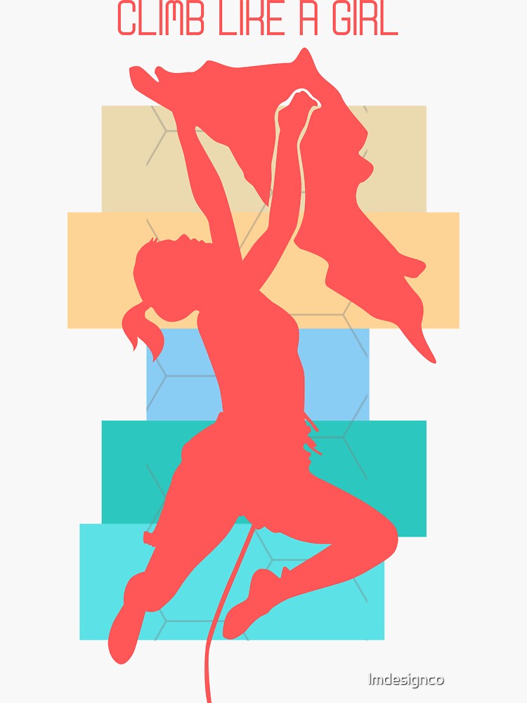 "climb like a girl geo retro red design" Sticker for Sale by lmdesignco ...