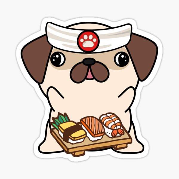 "Sushi chef Pug" Sticker for Sale by Pet-Station | Redbubble