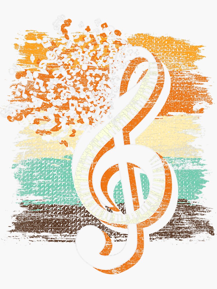 "Musician Classical Music Notes Piano Keys Retro Treble Clef" Sticker ...
