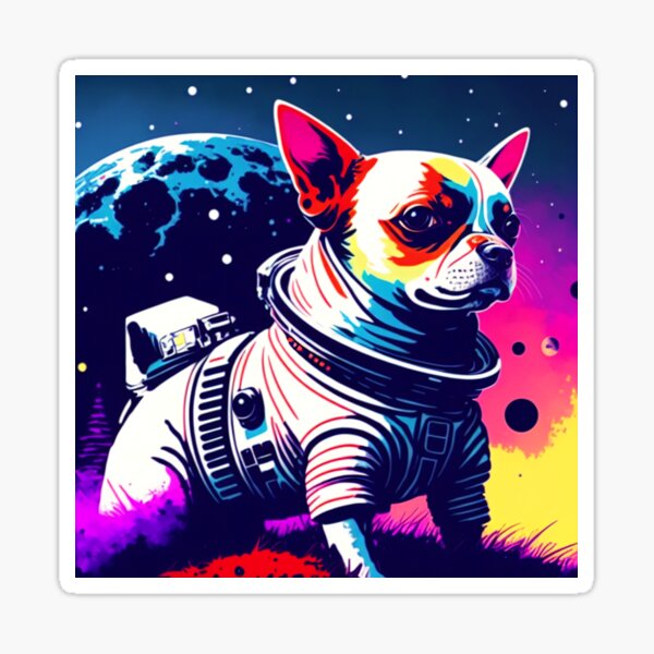"Trippy Space Chihuahua on Alien Planet" Sticker for Sale by AlePosters ...