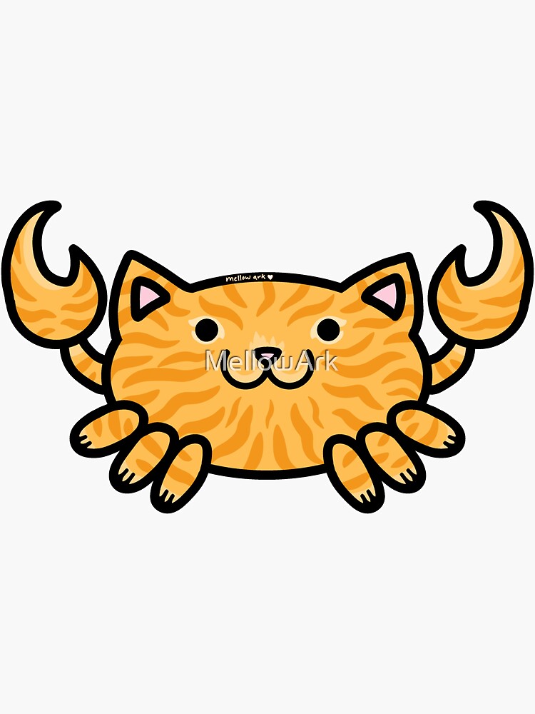 "Cute Orange Tabby MerMeow "Crabby Cat"" Sticker for Sale by MellowArk ...