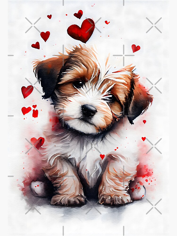 "Cute Valentine Puppy with Red Hearts" Sticker for Sale by CGSGraphics ...