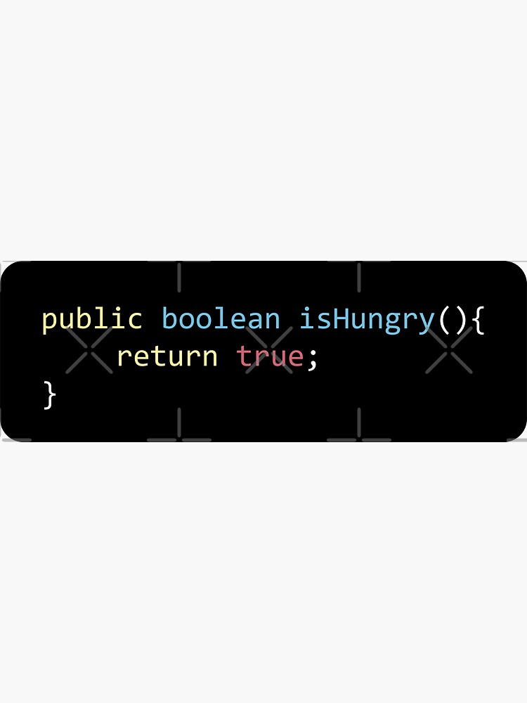 "Java Code Pun isHungry() method" Sticker for Sale by Alicia-Lee ...
