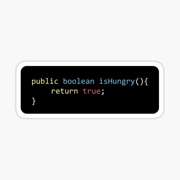 "Java Code Pun isHungry() method" Sticker for Sale by Alicia-Lee | Redbubble