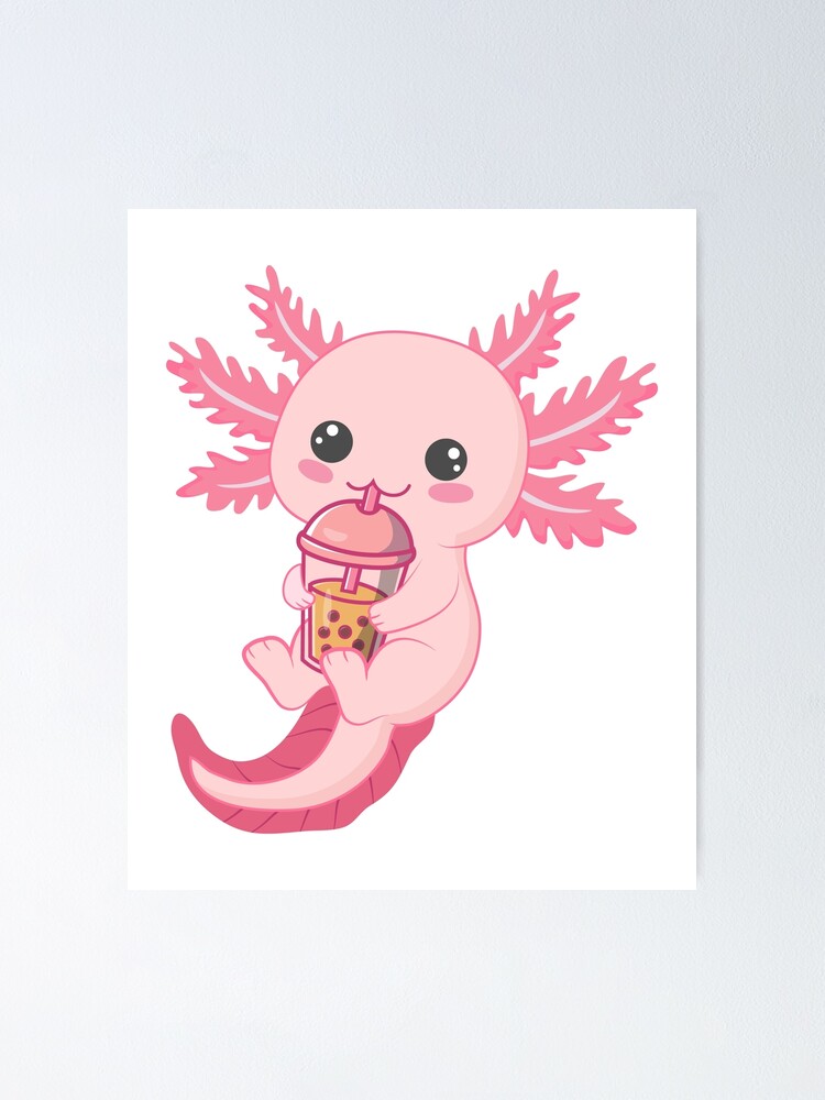 "Cute Axolotl Drinking Bubble Tea, Bubble tea time" Poster for Sale by ...