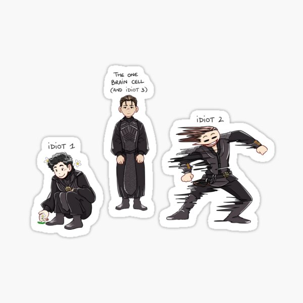 "idiots trio" Sticker for Sale by ForYourMajesty | Redbubble