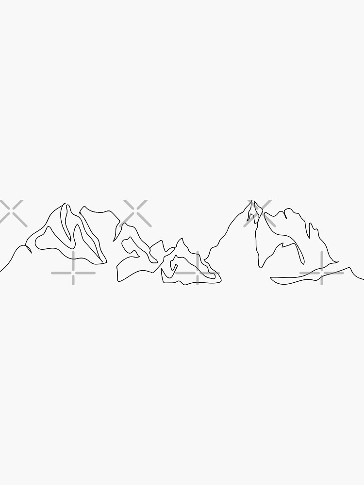 "Minimalist Mountain Line Art, Outline Drawing, Simple Sketch Landscape ...