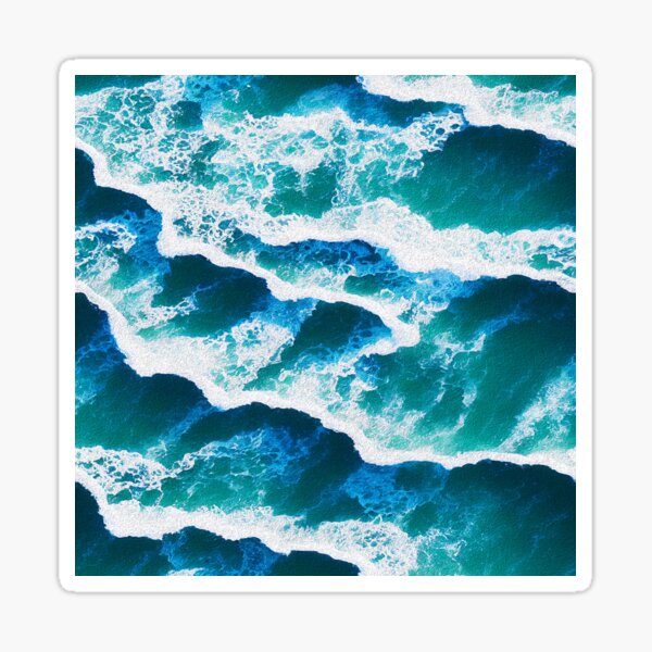 "Amazing Blue Ocean Waves and Water Ripple Oil Painting" Sticker for ...