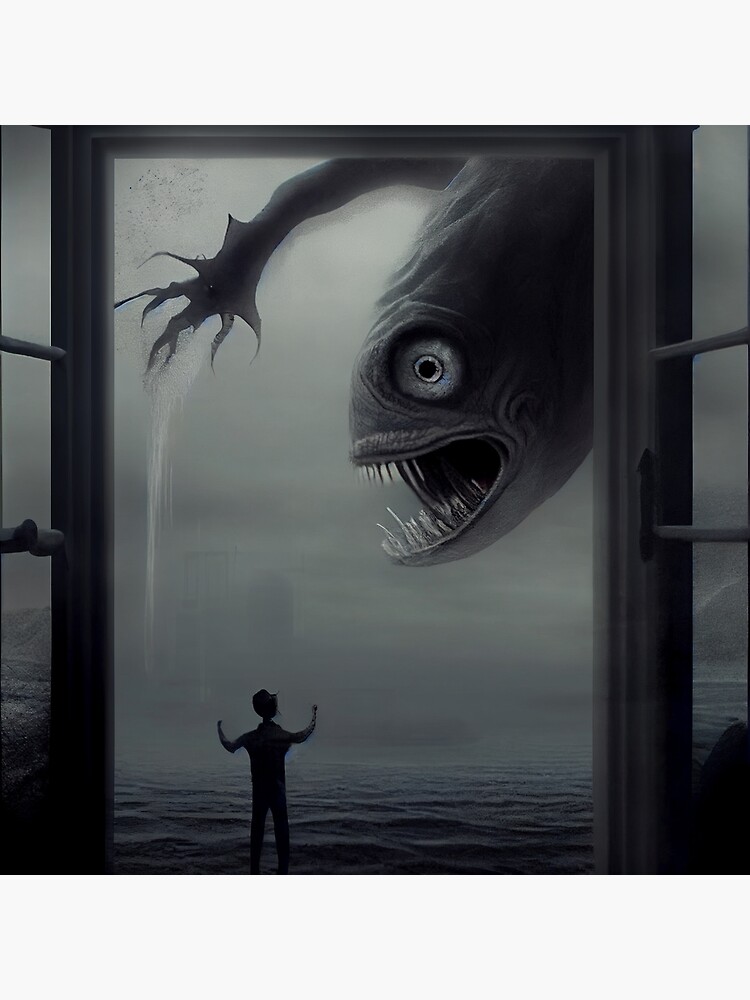 "A giant monster coming out of the sea." Poster for Sale by Maniock ...