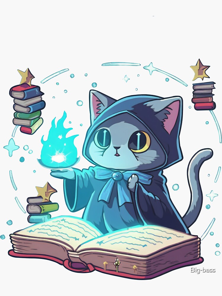 "Cute Cat Mage" Sticker for Sale by Big-bass | Redbubble
