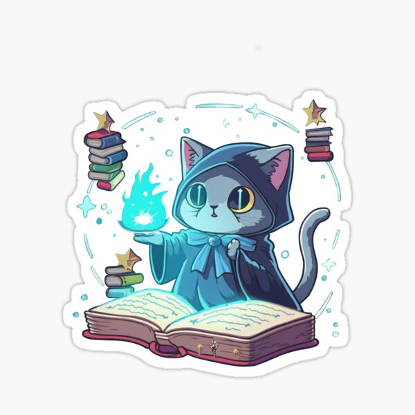 "Cute Cat Mage" Sticker for Sale by Big-bass | Redbubble