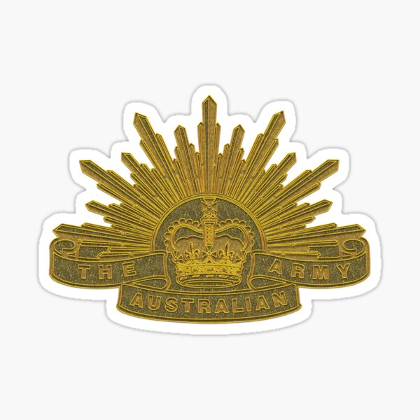 "Australian Army Insignia in Gold and rough metal style" Sticker for ...