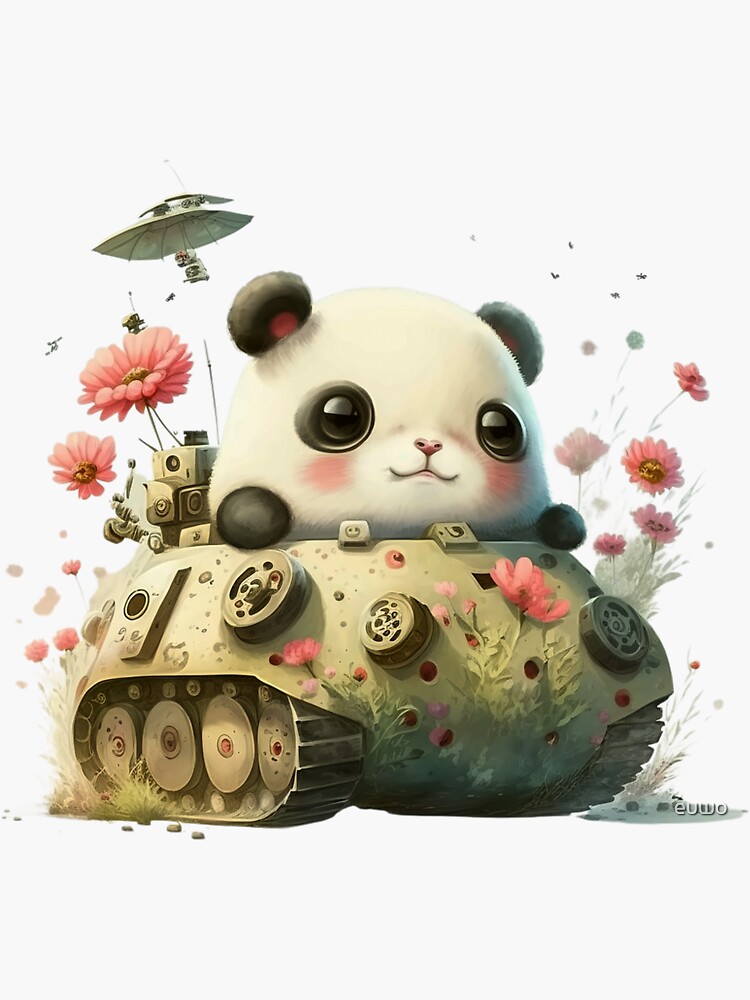 "The cute panda on the tank" Sticker for Sale by euwo | Redbubble